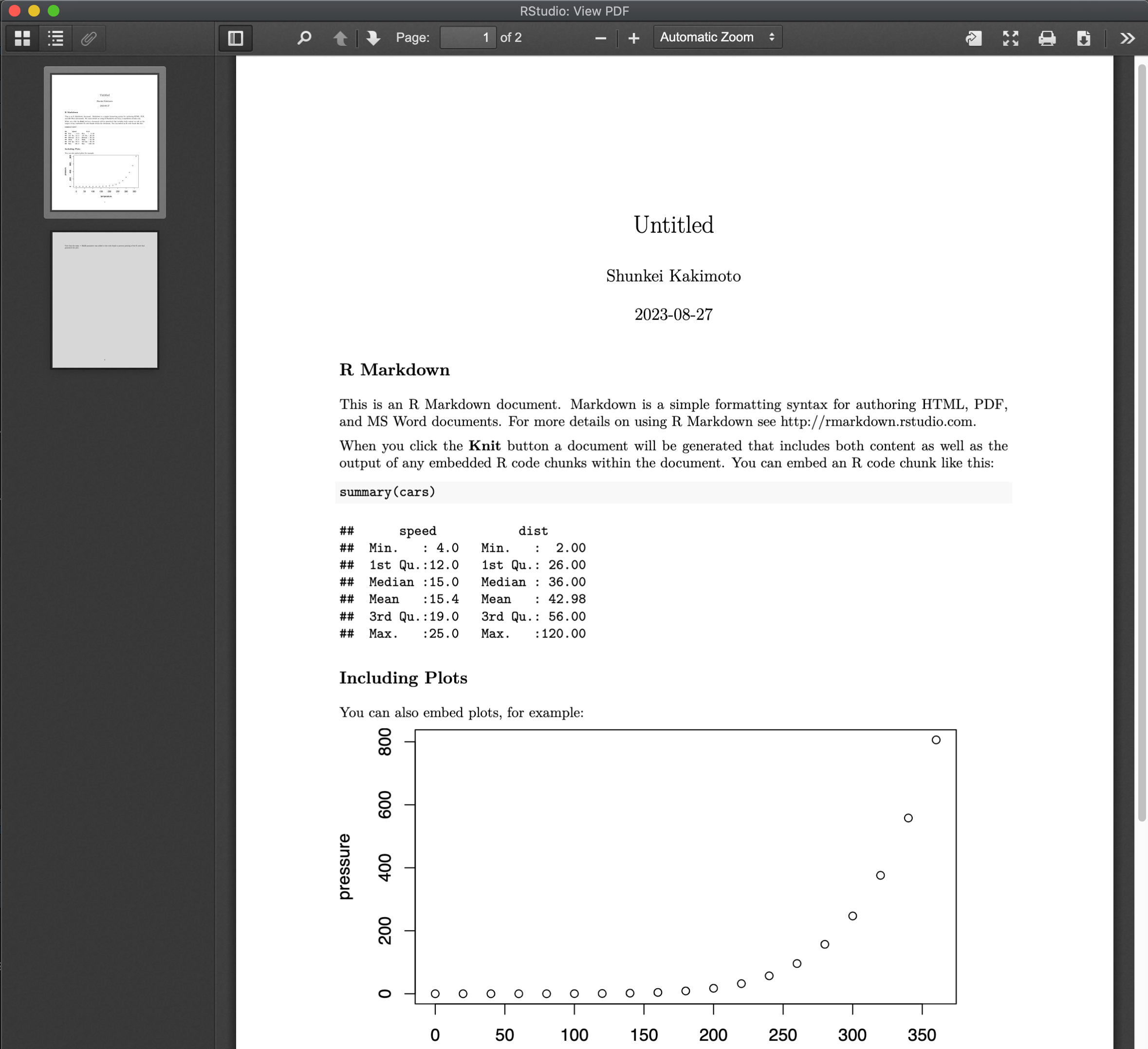 Rmarkdown for making a PDF document – Introduction to R Statistical Analysis Software